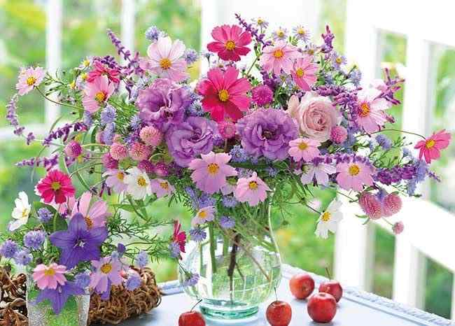 アップルワン(APPLEONE) 500-294 陽だまりのソナタ 500ピース(53×38cm) ジグソーパズル 日本製響き合う陽だまりと紫やピンクの花々のアレンジメントが素敵。 ～花言葉～ コスモス・・・調和、乙女の純真。 トルコキキョ...