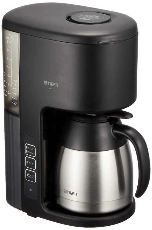 タイガー魔法瓶(TIGER) コーヒーメーカー 8杯用 真空 ステンレス サーバー アイス機能付き カフェブラック ACE-V080KMたっぷり飲みたいときに便利な大容量。抗菌加工を施した真空断熱ステンレスサーバーより安心・安全に使える抗菌...
