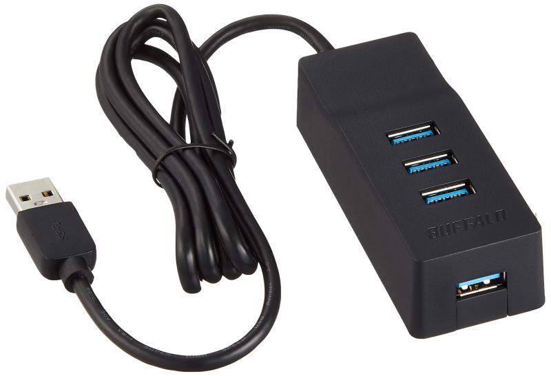 バッファロー BUFFALO USB3.0 上挿し4ポート セルフパワーハブ TV背面取り付けキット付き BSH4A110U3VBK【対応機器】USB 3.2（Gen 1）/3.1（Gen 1）/3.0 Type-A搭載のWindowsパソ...