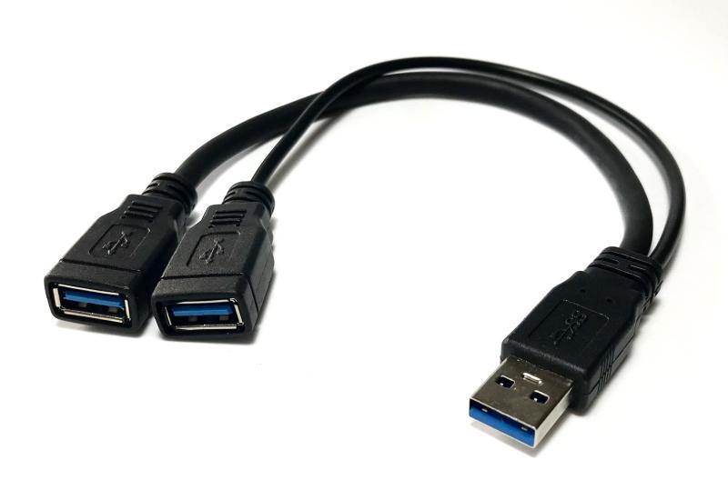 Access E Direct 【 30cm 】USB 3.0 二股ケーブル,USB 3.0 Aオスto USB 3.0 Aメス 延長ケーブル 同期データ充電コンバ USB 3.0 Y字ケーブル 2分岐USBケーブル(片側のみ)充電データ転...