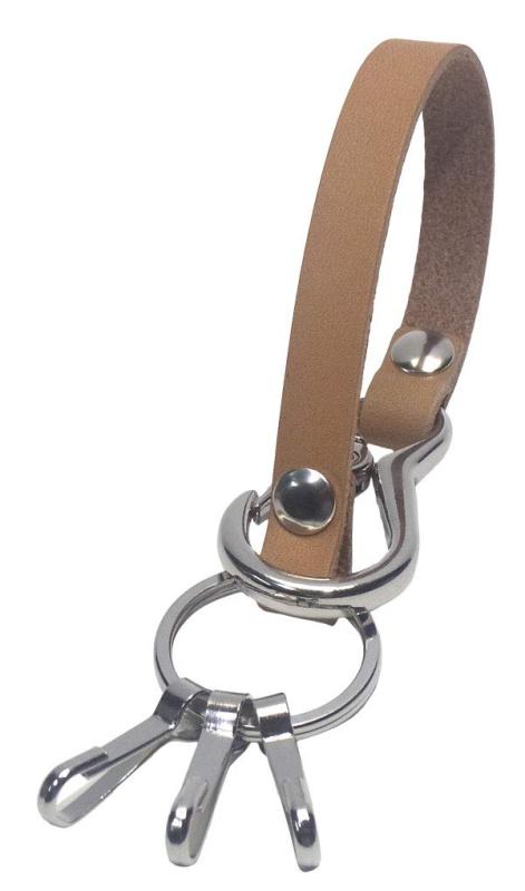 [highstyle] キーホルダー 栃木レザー＆ミニカラビナ＆3連フック ロングキーホルダー本体サイズ：全長約260mm×幅約38mm素材・成分：革部分　牛革（栃木レザー）/金具部分　鉄、ステンレス　原産国：日本仕様：カラビナ×1、キーフ...