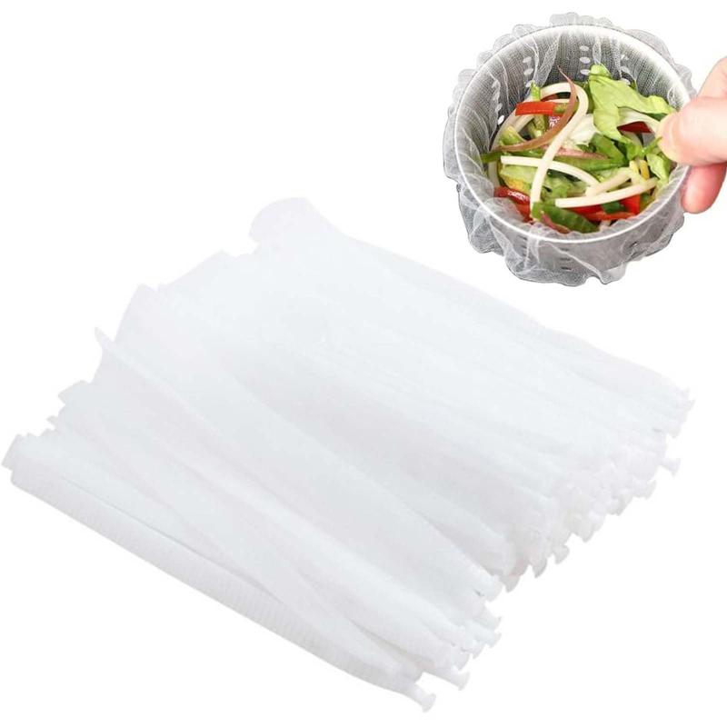 水切りネット 排水口 ネット 排水溝 ネット 台所用水切袋 (100枚入) 排水口カバー 排水溝ゴミ受け 排水口 浅型 深型 兼用 台所 浴室 ー網袋使い捨て 伸縮性【商品仕様】サイズ：約17*0.5*0.5cm、色：白、数量：100枚入り...