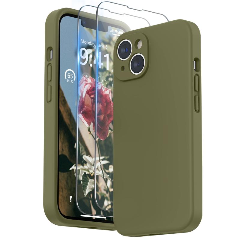 SURPHY iPhone14 plusケース シリコン,フィルム付き 6.7インチ対応(2022) iPhone14 プラスシリコンケース （レンズの全面保護） 耐衝撃 超軽量 指紋防止 全面保護 iPhone14 plusソフトカバー&...