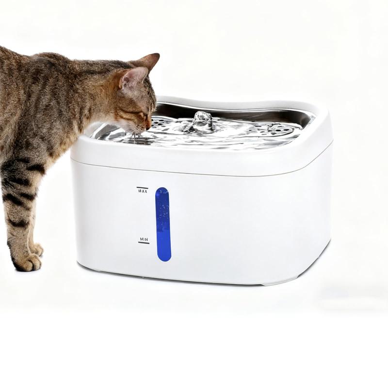 猫 水飲み器 ペット用自動給水器 猫 給水器 みずのみ器 循環式 2.5L大容量 静音ポンプ LEDライト付き 水量目視可能 組み立て簡単 お手入れ簡単 猫用水飲み器 飲水量アップ お留守番対応 ペッ大容量設計: 2.5Lの給水容量で、ペッ...