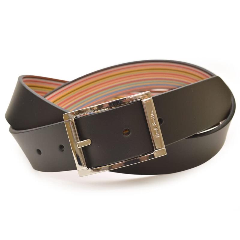 [ポールスミス] メンズ リバーシブルレザーベルト ストライプ柄 サイズ調整可能 eps22w201 M1A 7542X AMUSTR ブラック/マルチカラー素材：カウレザー50% カーフレザー50%サイズ：ウエスト最大110cm　幅3.5...