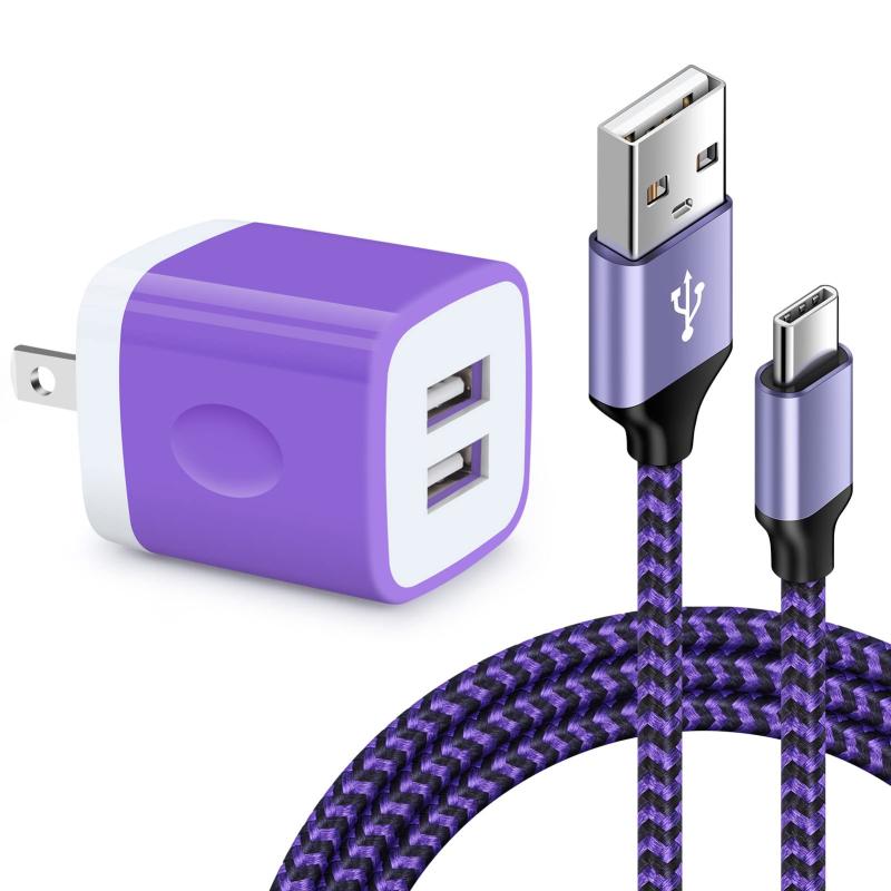 Viviber Andriod 充電器 PSE認証済 タイプC 急速充電ケーブル 1本付き【0.9M】 USB2ポート ACアダプター Type-C USBケーブル 携帯充電器 コンセント アンドロイド スマホ充電器 軽量 コンパクト テレワ