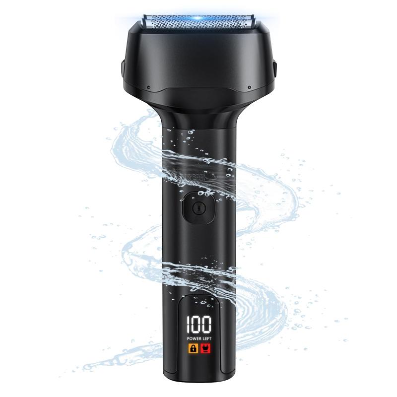 シェーバー ひげそり 電動シェーバー【2026最新・極薄深剃り刃】 メンズシェーバー 往復式 ひげそり 深剃り 電気カミソリ 2枚替刃付き 乾湿両用 お風呂剃り可 IPX6防水 USB充電式 LEDディスプ