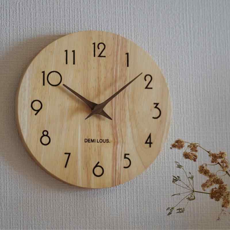 DEMI LOUS. 掛け時計 木製 壁掛け時計 おしゃれ ナチュラル 無垢材 ウッド アナログ 連続秒針 静音 ムーブメント 天然木製 インテリア リビング 寝室 オフィス デザイナーズ 30cm DEMI LOUS正規品 (BDEMI ...