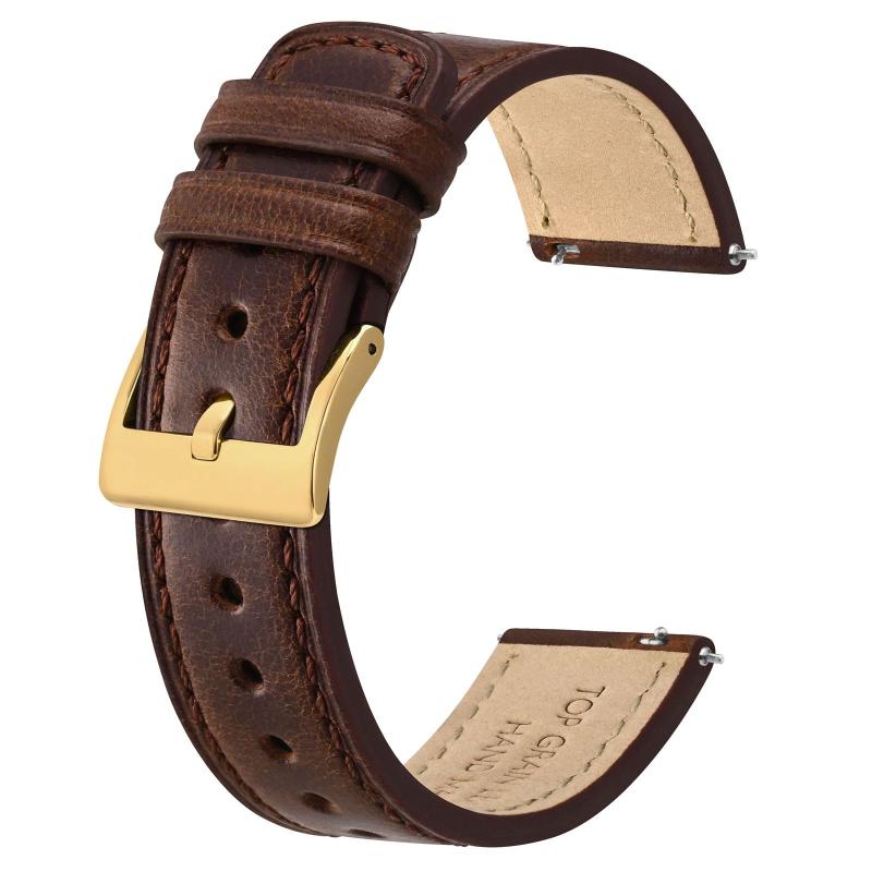[BISONSTRAP]腕時計バンド 18mm 20mm 22mm オイルワックスレザー Quick Release本革時計ベルト ステンレススチール尾錠