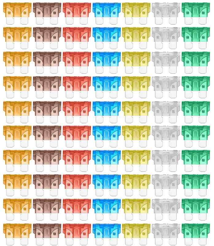 JUTOSU ブレードヒューズ 車ブレードヒューズ カーヒューズキット 低背ヒューズ ミニ平型ヒューズ ヒューズ脱着工具付き 車/トラック/オートバイ用 電装必需品 5A 7.5A 10A 15A 20A 25A 30A 70個入り【セット...