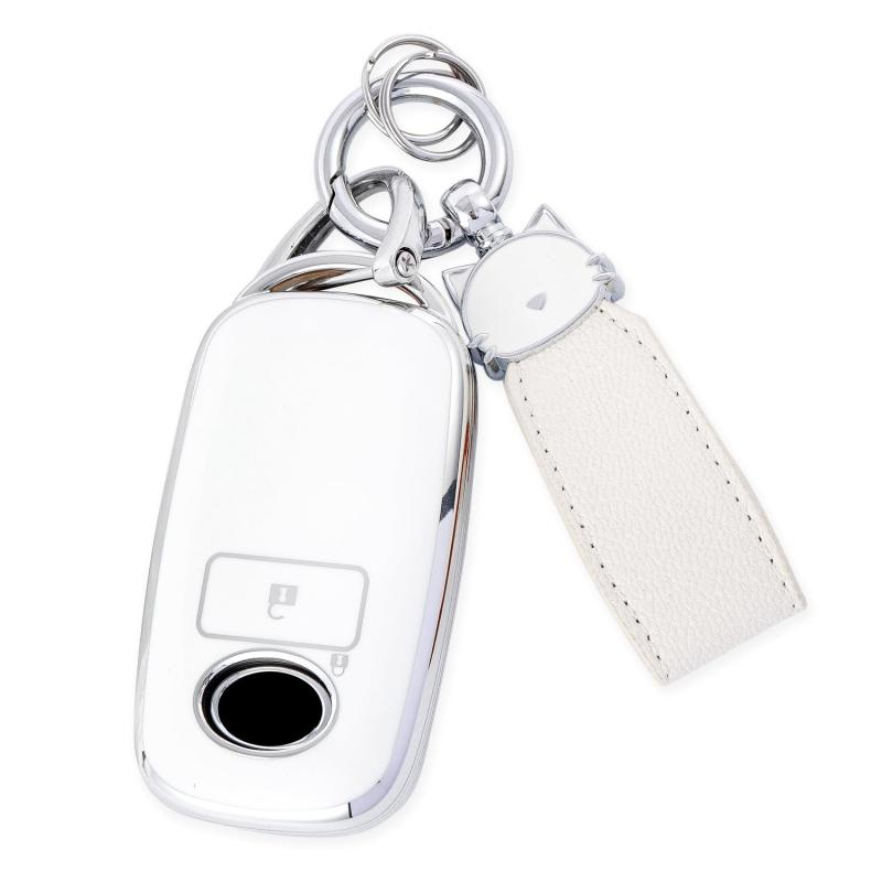 ZANEKO キーケース適合トヨタ ライズ ルーミー キーカバー適合ダイハツ ロッキー 新型タフト タント カスタム スマートキーケース (猫、シルバーホワイト)✅【適合車種】：適合トヨタ ライズ ・ルーミー ROOMY (2020年9月〜...