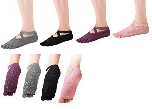 Win.Deeper ヨガソックス 5本指 くつ下 滑り止め付き レディースソックス スポーツ アウトドア 22-25cm 4足セット (セットC)サイズ：フリーサイズ（22～25cm）セット数：4足セットセットAは甲オープンタイプなので、...