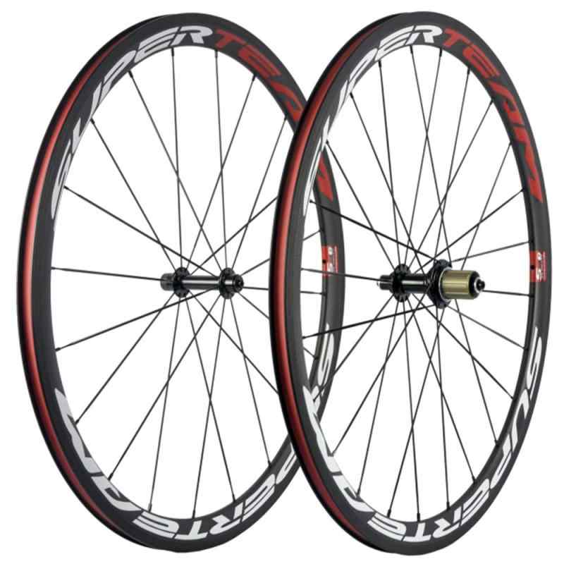 SUPERTEAM 38/23mm カーボン ファイバー ロードバイクーホイールセット700c ホイール R13 ハブ ブ材質：東レ700C フルカーボンファイバー試験：EN品質基準試験に合格リム仕上げ：3Kマット重量：1530g±30g/...