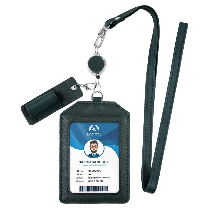 [boshiho] IDカードホルダー 本革 カードケース リール付き 首掛け 両面 ネームホルダー 定期入れ 社員証入れ 3枚 idカード収納 首掛けペンホルダー キーホルダー ネックストラップ付き おしゃ