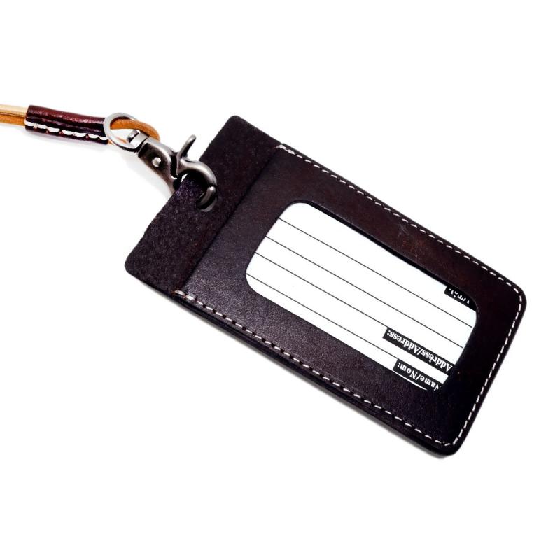 ﻿【HANDMADE LEATHER】本革 レザー 丸 ネックストラップ 首掛け 落下防止 カード 社員証 パスケース IDケース ;AMRT-020-ハンドメイド パスケース: 牛革 　　　　ひも:牛革サイズ　：　レザー紐 約90センチ...