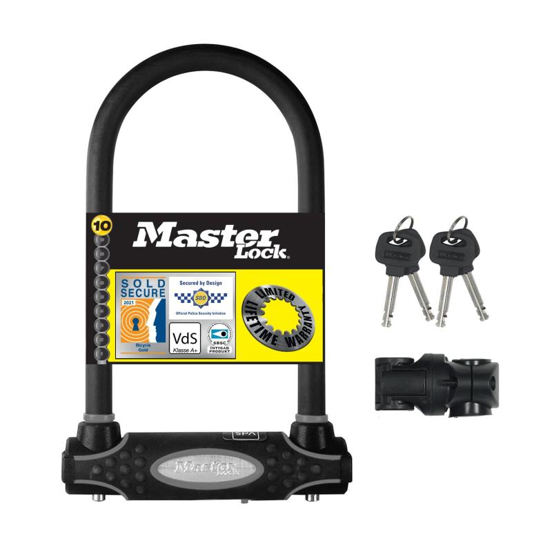 Master Lock (マスターロック) U字ロック 自転車 バイクロック キックボード 鍵式 ビニールコーティング仕様 スライド式ダストカバー 取付ブラケット ケーブル太さ13mm 吊高内径21mm 盗難防止 8195ずっしり重く、盗難...