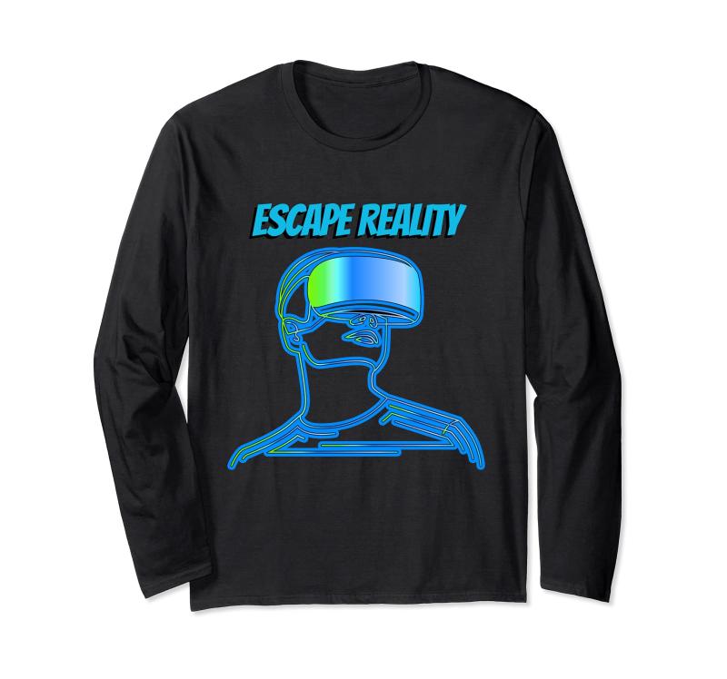 Virtual Reality VR Headset Gaming Tech Geek Escape Reality 長袖Tシャツ長袖tシャツ