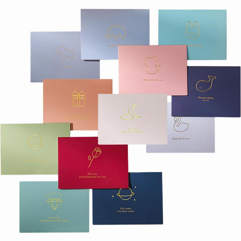 ALLVD メッセージカード感謝カードセット12種類の金の絵柄封筒シール付きのあるおしゃれなグリーティングカード封筒結婚式招待/誕生日カード/お礼の手紙用（封筒+グリーティングカード+シ【商品仕様】12種類のカード：11.5*8.5 cm（...