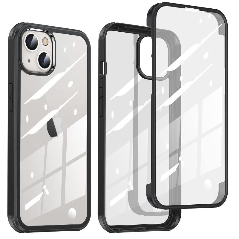 【両面全面保護】McDuLL iPhone 13 用 ケース 360度保護 9H強化ガラス+TPUバンパー 耐衝撃性 擦り傷防止 薄型 Qi充電対応 軽量 落下防止 指紋防止
