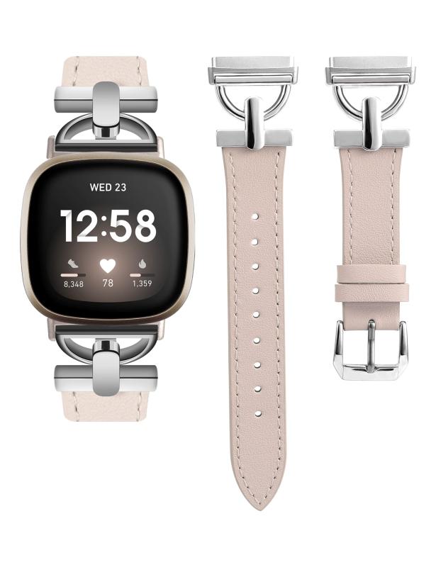 Wearlizer Fitbit Versa4/Versa3 バンド/Fitbit Sense2/Senseバンド 本革 レザーバンド フィットビット Sense/Versa 全シリーズ対応 レディース 女性交換ベルト Sense2可愛いバ...