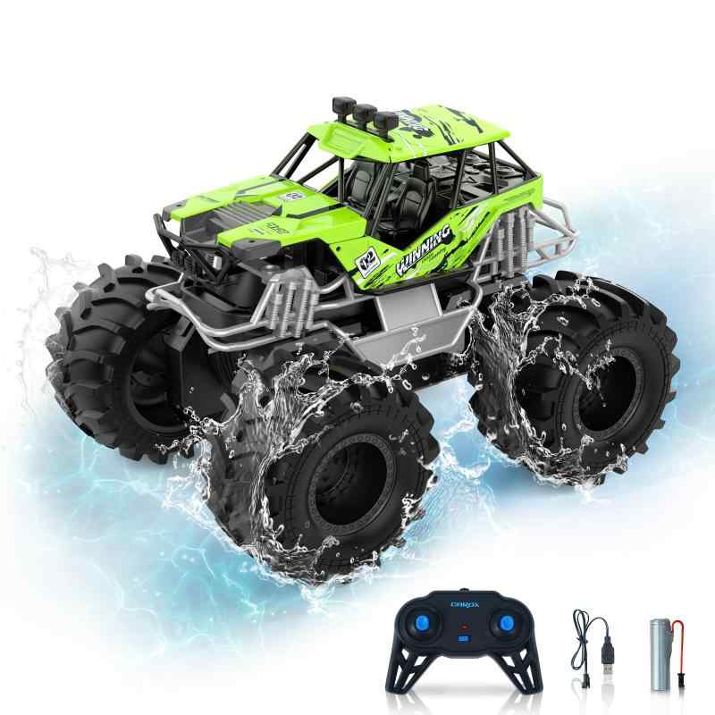 Carox ラジコン 水陸両用 4wd 防水 オフロード ラジコンカー 子供向け 衝突防止機能を備え 360°回転できる 超信地旋回 水陸両用 オフロード ラジコン 充電式バッテリー2個付き SDGs エスディーCarox OX33 OX3...