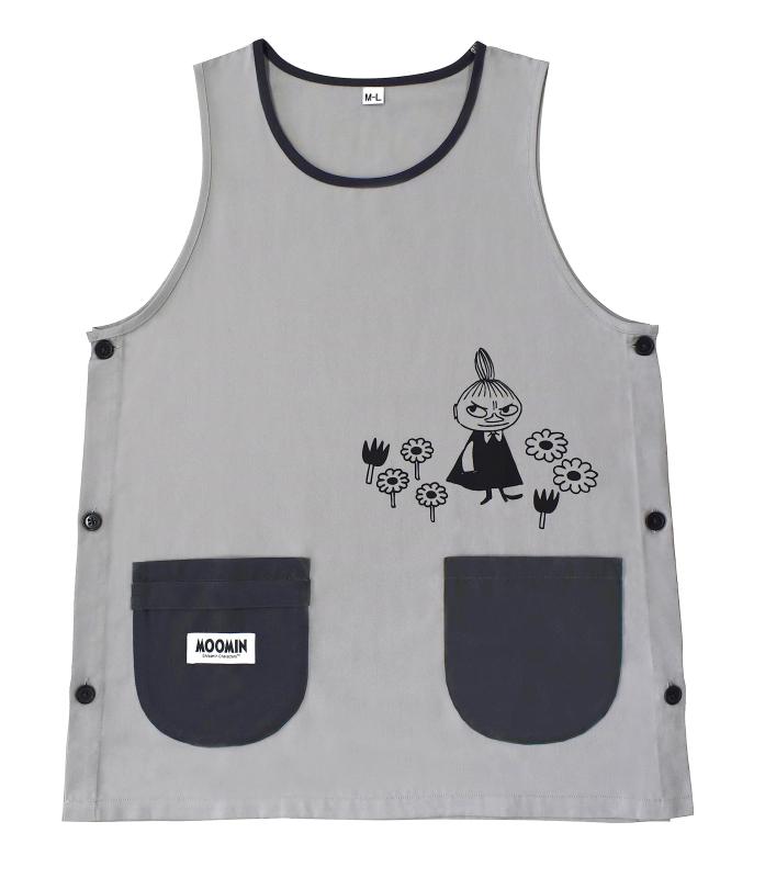 [セントレディス] エプロン ムーミン グレー ST-IM0063 フリー(M～Lショート丈、 タオル掛け付き、 両サイドボタン、 かぶりタイプ、 前ポケット×2、 後ポケット×1ポリエステル　80%・綿　20％M～L（フリー）・バスト79...