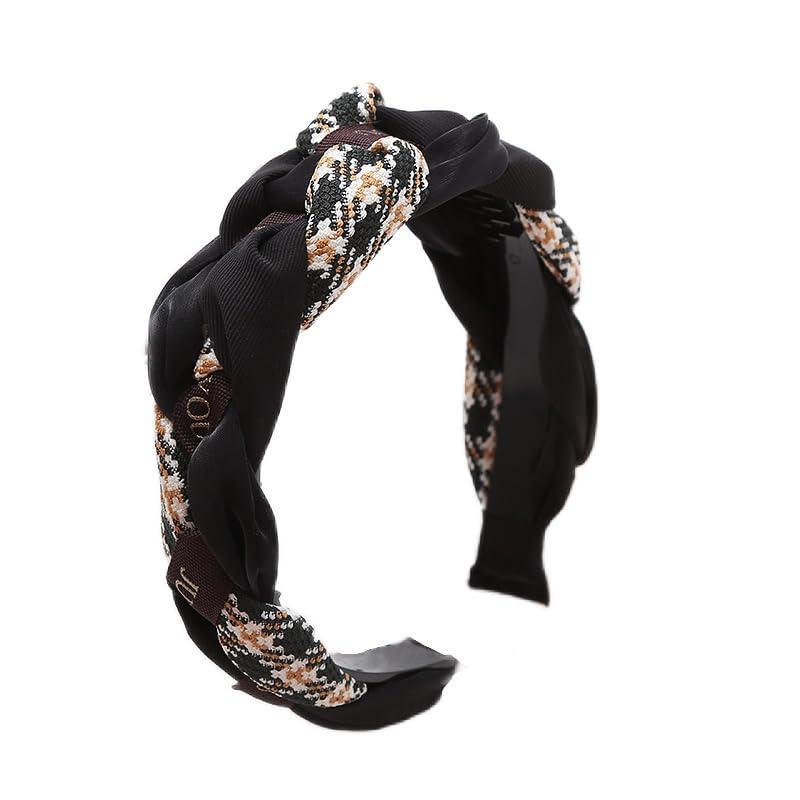 Avance チェック 三つ編み カチューシャ ヘアーバンド かわいい 人気 ヘアアクセサリー レディース ブラック ブラウン グリーン大人気三つ編みチェックチューシャになります♡♡シックなお色が大人可愛く上品な印象を与えてくれカジュアルか...