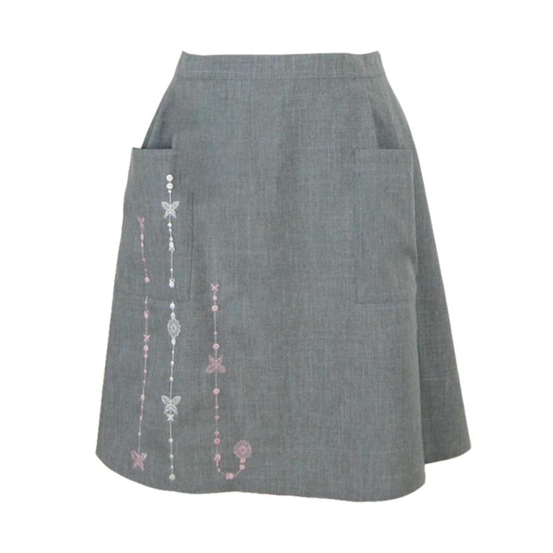 ハナエモリ サロン エプロン パピヨンレースストライプさらりとした軽いポリエステル生地