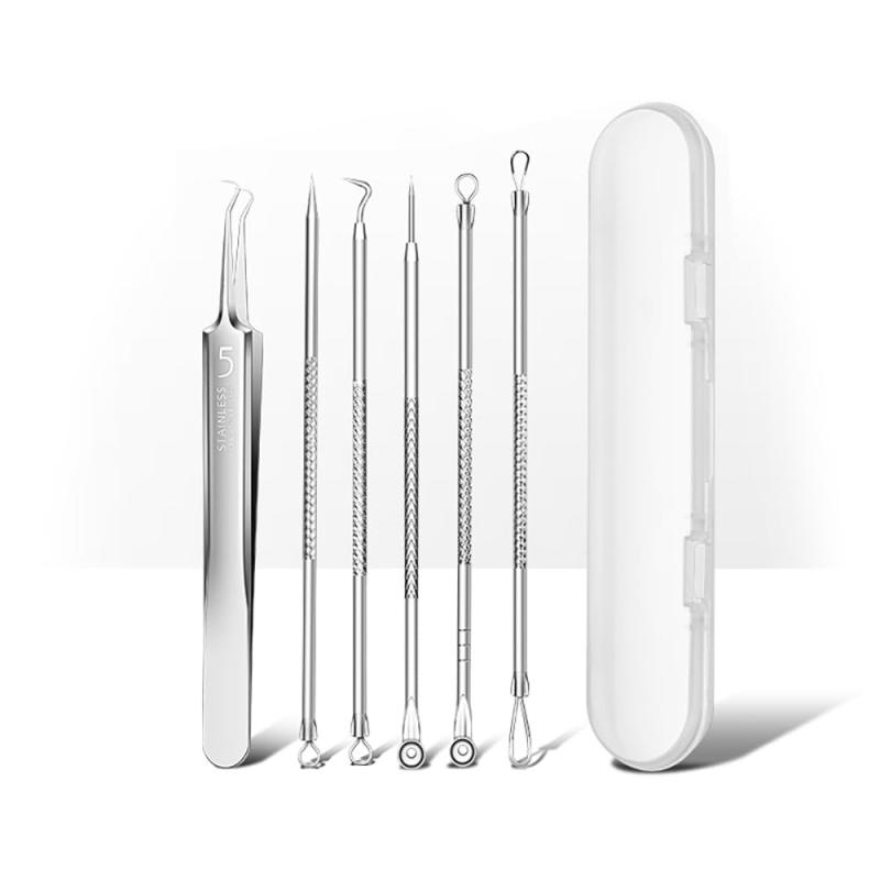 角栓取り 6本セット ニキビ取り blackhead remover 角栓取りピンセット 鼻 角栓取り 毛抜き 収納ケース付き ニキビ針 抗菌ステンレス 毛穴ケア専用キット 黒ずみ取り セルクリップ スーパーシャ【抗菌ステンレス鋼素材】：高...