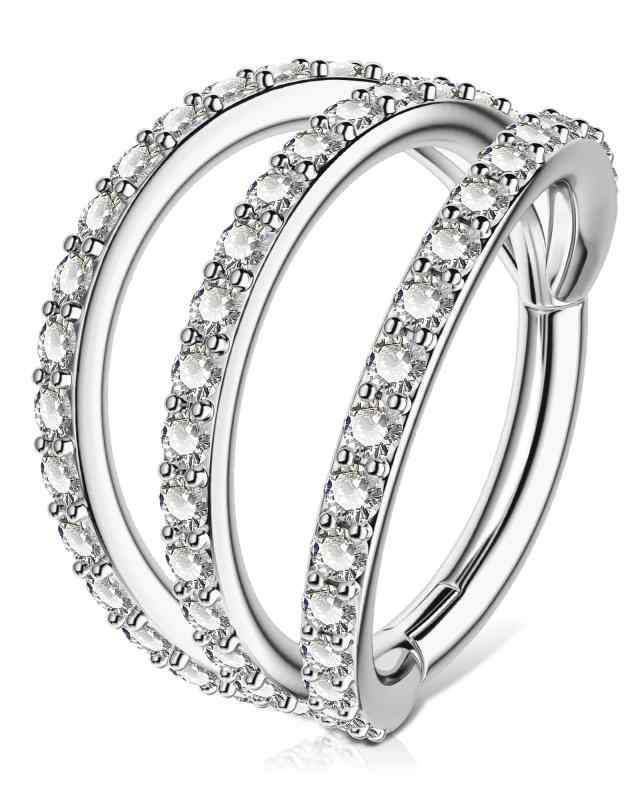 [OUFER] ボディピアス ヘリックスイヤリング 16G 軟骨ヘリックス コンクイヤリング フープ クリア CZ ヒンジ付き セグメント ノーズリング 316L サージカルスチール トラガス ダイス ピアス ジュ❤巻き貝ピアスの素材:31...