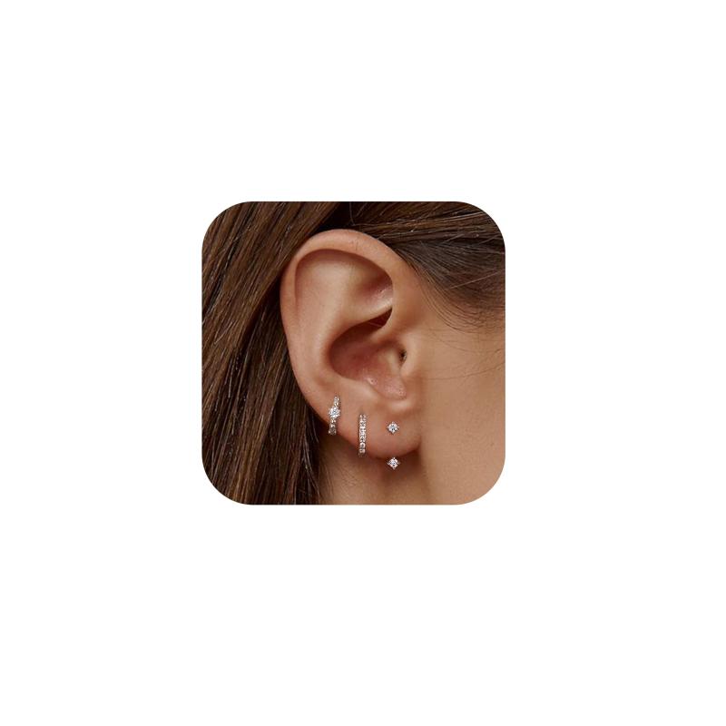 LOYALLOOK セット ピアス レディース 人気 20G シルバー 925 可愛い ジャケットキャッチ アレルギー対応 組み合わせ キラキラ ジルコン おしゃれ 女性 かわいい 日常 軟骨 アクセサリー フープピ🎀人気ア...