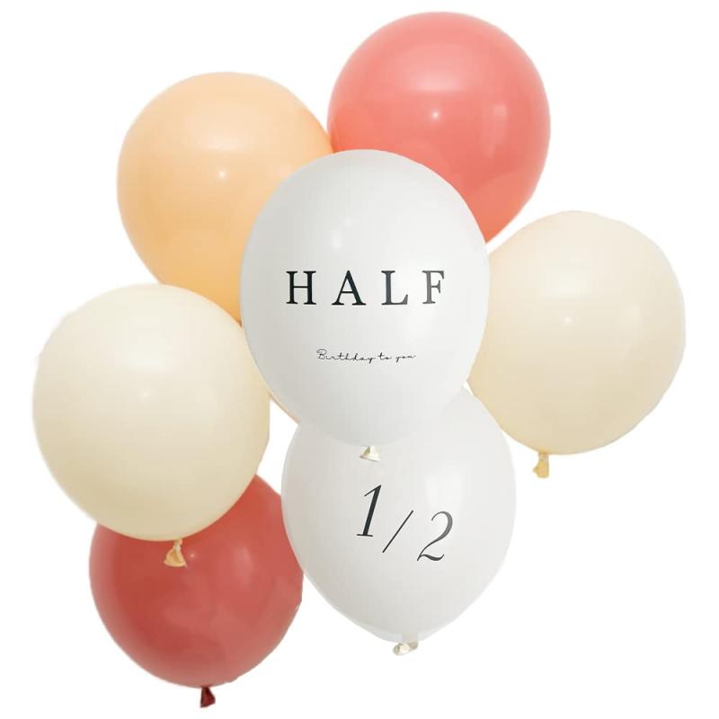 Hanamei ハーフバースデー バルーン 飾り付け 1/2 ハーフ ハーフ対応 HALF ニュアンス カラー レターバルーン HAPPY BIRTHDAY 風船 飾り くすみ 誕生日 パーティー 男 女 装飾 フォトブース 流行 スタ【簡...