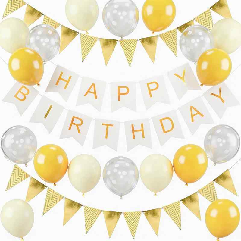 Lausatek バルーン 誕生日 風船セット HAPPY BIRTHDAY ガーランド フラッグ きらきら紙ふぶき入り 飾り 飾り付け 装飾 バースデー パーティー サプライズ お祝い イベント
