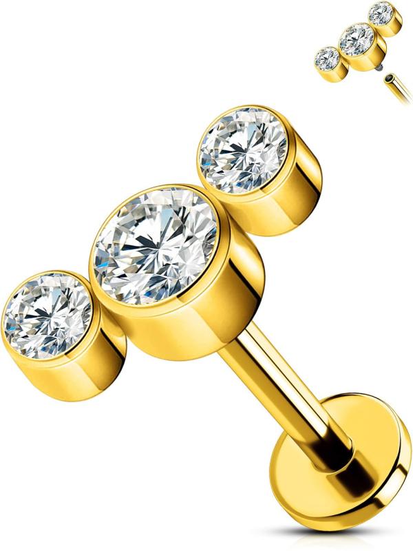 OUFER ボディピアス 6/8/10/12mm ゴールド チタン 16G ラブレットピアス ジュエリー 内部リップヘリックス トラガス コンク ピアス バー スタッド 軟骨イヤリングチタンゴールドリップピアススタッドの素材:リップバーピア...