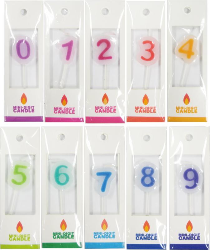 お誕生日キャンドル ミニデジットキャンドル バースデイ 【0】~【9】(各数字1個セット(10個セット))サイズ:各横1.8cm×高さ8cm