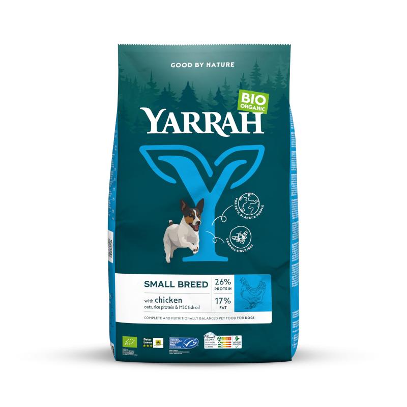 YARRAH（ヤラー） オーガニックドッグフード 小型犬専用 2kg本体サイズ (幅X奥行X高さ) :23×7×40cm本体重量:2000g原産国:オランダ栄養成分:粗たん白質26%以上、粗脂肪12.5%以上、粗繊維3%以下、粗灰分7%以下...
