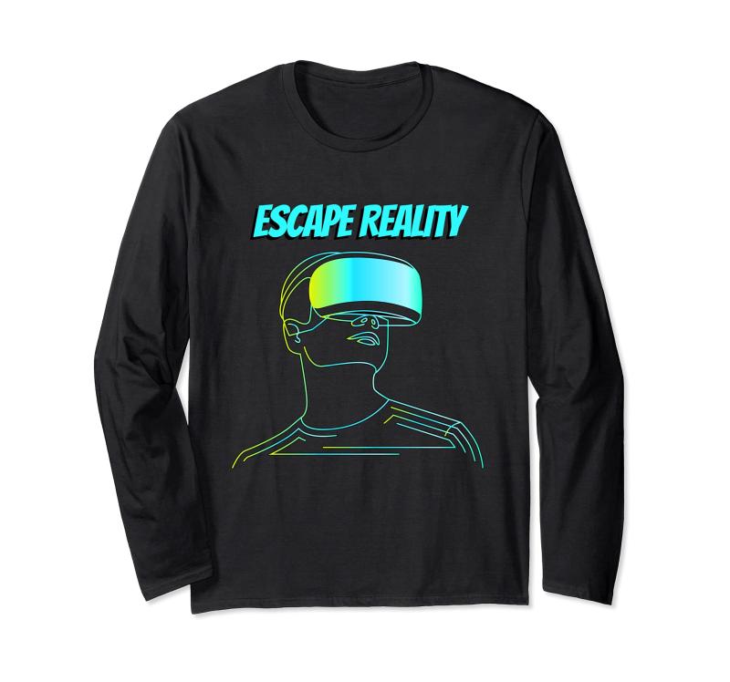Virtual Reality VR Headset Gaming Tech Geek Escape Reality 長袖Tシャツ長袖tシャツ
