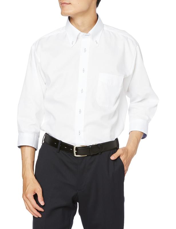 FLEXJAPAN(フレックスジャパン) ドレスシャツ形態安定 吸水速乾 レギュラーフィット 七分袖 ワイシャツ メンズメンズSIZE:LL ゆき丈:68cm ネック:43cm 身幅:60cm