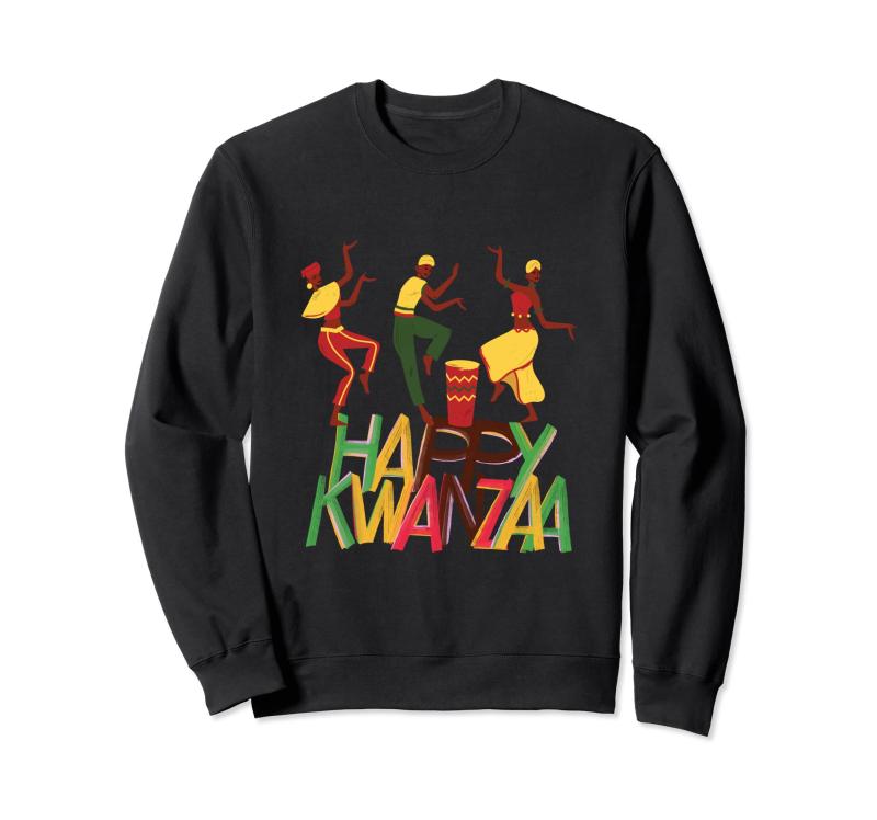 Happy Kwanzaa 伝統的なアフリカのダンスのお祝い トレーナーKwanzaaは、スワヒリ語で「最初の果物」を意味する「matunda ya kwanza」の言葉です。 Kwanzaaのお祝いには、歌やダンス、アフリカのドラム、物語...