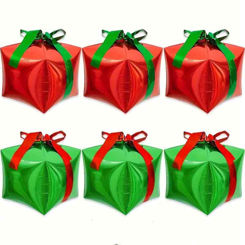 クリスマス風船 新年飾り風船 6個 新年風船 ギフトボックス バルーン アルミ箔製 風船 正方形 ギフトボックス風船 サンタクロース クリスマス 誕生日 パーティー 装飾 ﻿クリスマスやパーティーの装飾に最適な6個セットの風船です。ギフトボ...