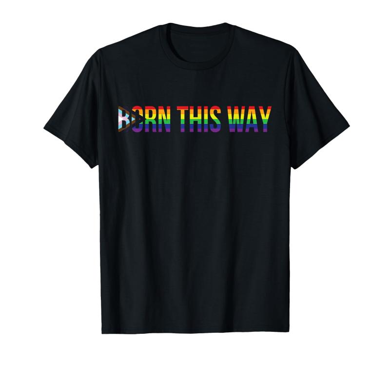 Born this way LGBTQIA+ Progress Pride Flag Stripes LGBTQIA+ TシャツBorn this way LGBTQIA+ Gift Progress Pride Flag Stripes ...