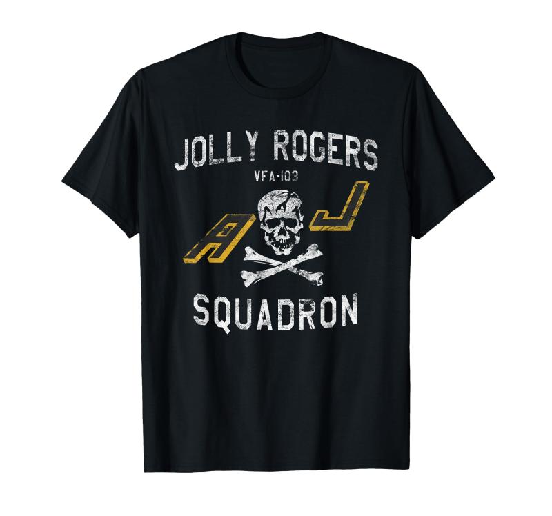 Jolly Rogers ストライクファイター飛行隊 VFA-103 ヴィンテージ Tシャツ有名なジョリー・ロジャースのVFA-103、ストライクファイター飛行隊103用の飛行隊記章をフィーチャーしたデザイン。 アンティーク調のグラフィック...