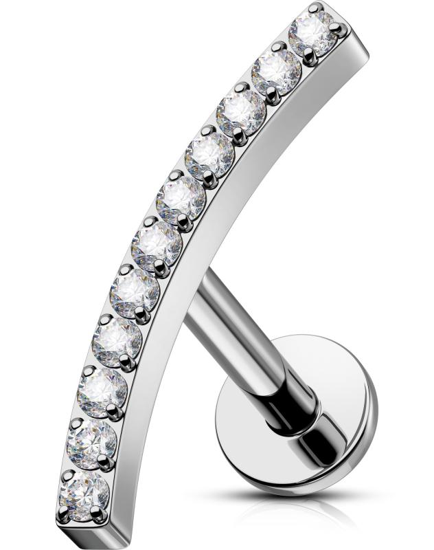 [OUFER Body Piercing] ボディ穿孔のチタニウムの唇のスタッドの糸なしの螺旋形のイヤリングの平らな背部イヤリングの曲げられた唇の螺旋形の棒の押しリップピアスジュエリーのプッシュはチタン製で、ニッケルや鉛を含まず、耐久性に優...
