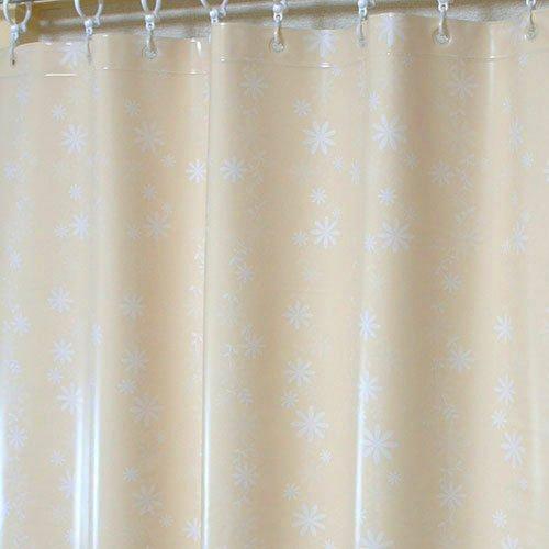 遮光 お風呂の窓用 シャワーカーテン フラワー柄 ベージュ 100×105 防カビ 日本製バスルームの窓・バスカーテン・洗面スペース・お部屋の仕切り・脱衣スペースに フックをセットする部分に補強加工してあるため、長期間つりさげておいても丈夫...