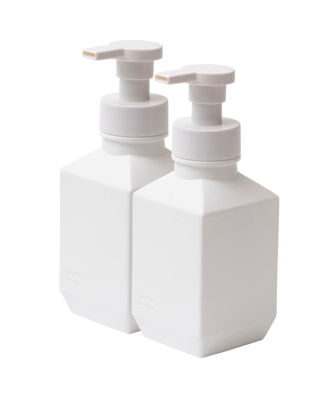 セット販売●b2c ムースボトル PET 400ml 2本入り（ホワイト）｜ソープディスペンサー 泡 ハンドソープディスペンサー ハンドソープ ディスペンサー 詰め替えボトル おしゃれ ハンドソープ●サイズ 約 W7×D7×H18.5cm、...