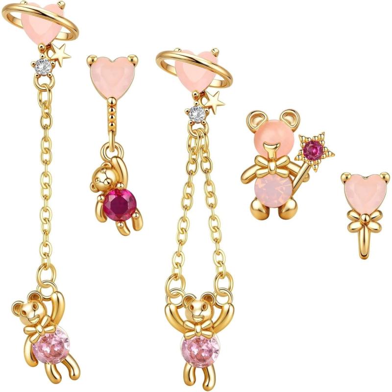 LOYALLOOK セット ピアス レディース 人気 シルバー 925 可愛い アレルギー対応 ゴールド 組み合わせ ジルコン おしゃれ 女性 かわいい ダングル 軟骨 アクセサリー フープピアス🎀人気アイテムㇳ...