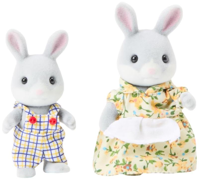 Epoch D'enfance - A1504595 - Mini-poupée - Famille Lapin Gris Sylvanian子供の想像的なロールプレイを刺激します。細部にまでこだわった作り。対象年齢：3～10歳。
