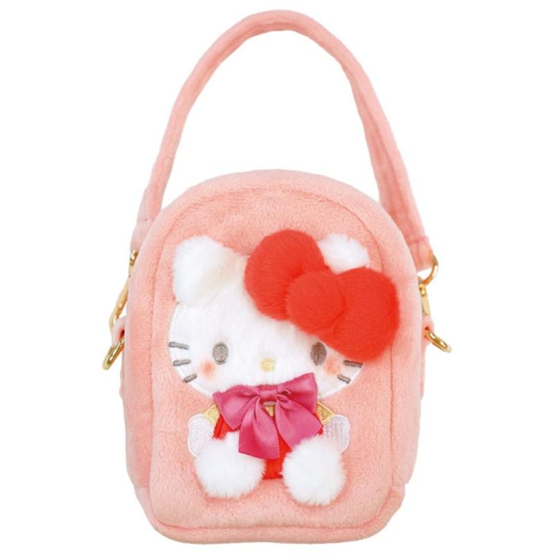 サンリオ ハローキティ ぬいぐるみ ボア ミニポーチ H13×W9×D7.5cm キャラクター ポーチ 小物入れ 化粧ポーチ 推し活 おしかつ ぬいぐるみケース メイク入れ【本体】(約)高さ13.5cm×横9cm×マチ7cm素材・成分：ポリ...