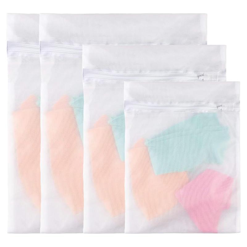 洗濯ネット 4枚セット Moriniko Natural 衣類の絡み防止・型崩れ防止 メッシュ細かい ファスナー付き 消臭加工 ドラム式対応 破れにくい 耐久性 大容量 ランドリーネット【衣類保護に最適】「メッシュ細かい洗濯ネット」で下着・...