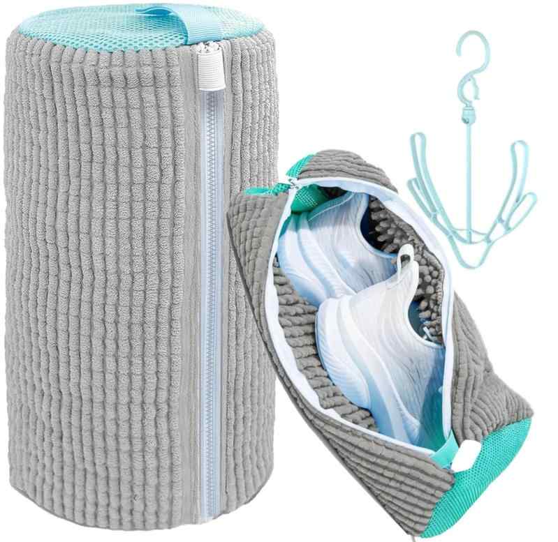 GearFun 靴の洗濯ネット 2個セット スポーツシューズ・室内靴用 変形防止 洗濯機使用可能 フック付き 耐久性に 多機能洗濯袋 靴 洗濯【型崩れ防止】靴子洗浄ネットは特別な立体構造を採用しており、洗浄中に靴の形をしっかりと保ちます。ス...